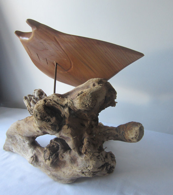 Manta Ray / Stingray wood sculpture - hand crafted wood carving